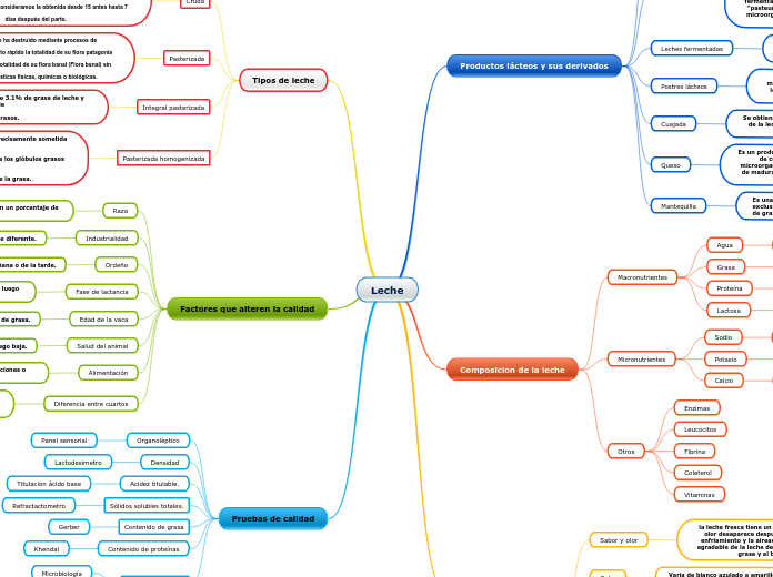 Productos lácteos y sus derivados - Mind Map